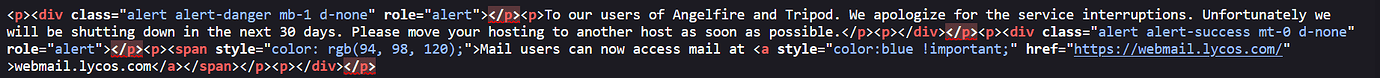 Lycos/Angelfire/Tripod going down for the last time? - Webweaving - 32 ...